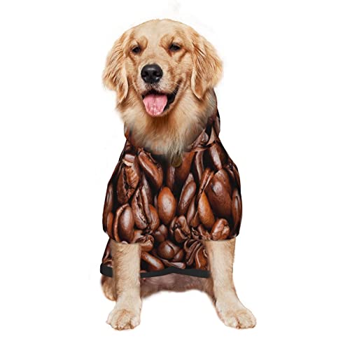 Large Dog Hoodie Jamaican-Blue-Mountain-Coffee-Beans Pet Clothes Sweater with Hat Soft Cat Outfit Coat Large