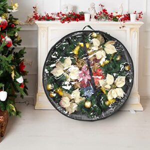 Primode Christmas Wreath Storage Bag 48" | Garland Wreaths Container with Clear Top Window for Easy Holiday Storage 48"X10"| Durable 600D Oxford Material (48", Gray)