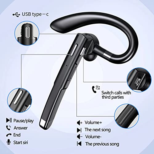 ＷＭＷＹＭＸ Bluetooth Headset One Ear Earphone Earpiece for Cell Phones Wireless Headset with Charging Case（size9）