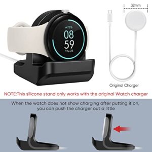 Silicone Stand for Google Pixel Watch Charger, YUANHOT Charger Stand Charging Base Holder with Integrated Cable Management Slot, Black (Cable Not Included)