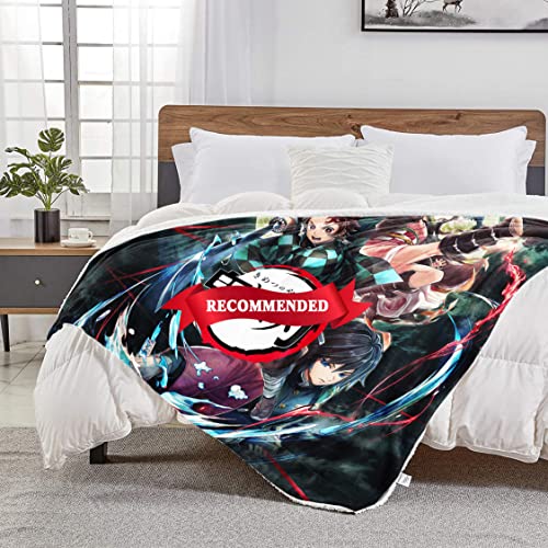 2 PCS Anime Blanket Soft Throw Blanket with Anime Pillow Case,3D Printed Japanese Anime Fuzzy Blanket Cozy Blanket for Sofa Office Outdoor Picnic Travel