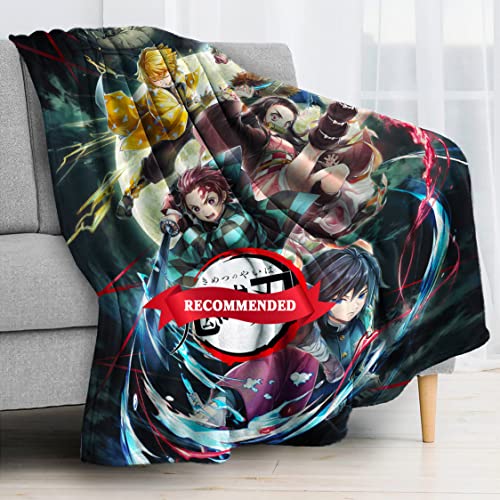 2 PCS Anime Blanket Soft Throw Blanket with Anime Pillow Case,3D Printed Japanese Anime Fuzzy Blanket Cozy Blanket for Sofa Office Outdoor Picnic Travel