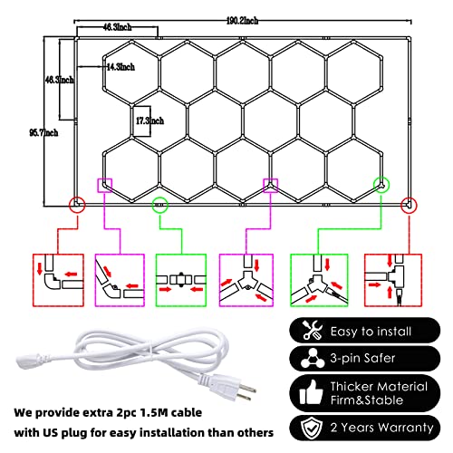 Updated Bigger Size Hexagon LED Garage Light: 900W 108000LM Ultra-Bright, Hexagon led Lights for Garage Warehouse Workshop Gym Basement