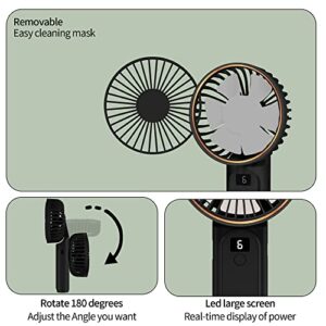 TUNISE Portable Handheld Fan, Portable Fan Rechargeable, 4000mAh, 180° Adjustable, 6 Speed Wind, Display Electricity in Real Time, USB Rechargeable Foldable Fan, Quiet Personal Fan with Power Bank