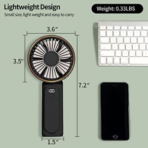 TUNISE Portable Handheld Fan, Portable Fan Rechargeable, 4000mAh, 180° Adjustable, 6 Speed Wind, Display Electricity in Real Time, USB Rechargeable Foldable Fan, Quiet Personal Fan with Power Bank