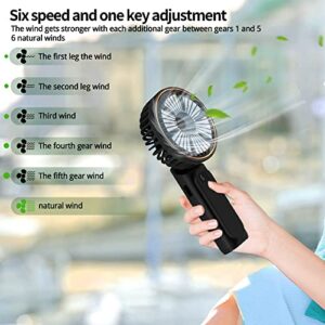 TUNISE Portable Handheld Fan, Portable Fan Rechargeable, 4000mAh, 180° Adjustable, 6 Speed Wind, Display Electricity in Real Time, USB Rechargeable Foldable Fan, Quiet Personal Fan with Power Bank