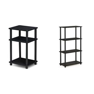 furinno just 3-tier turn-n-tube end table, 1-pack, americano/black & (99557ex/bk) turn-n-tube 4-tier multipurpose shelf display rack - espresso/black