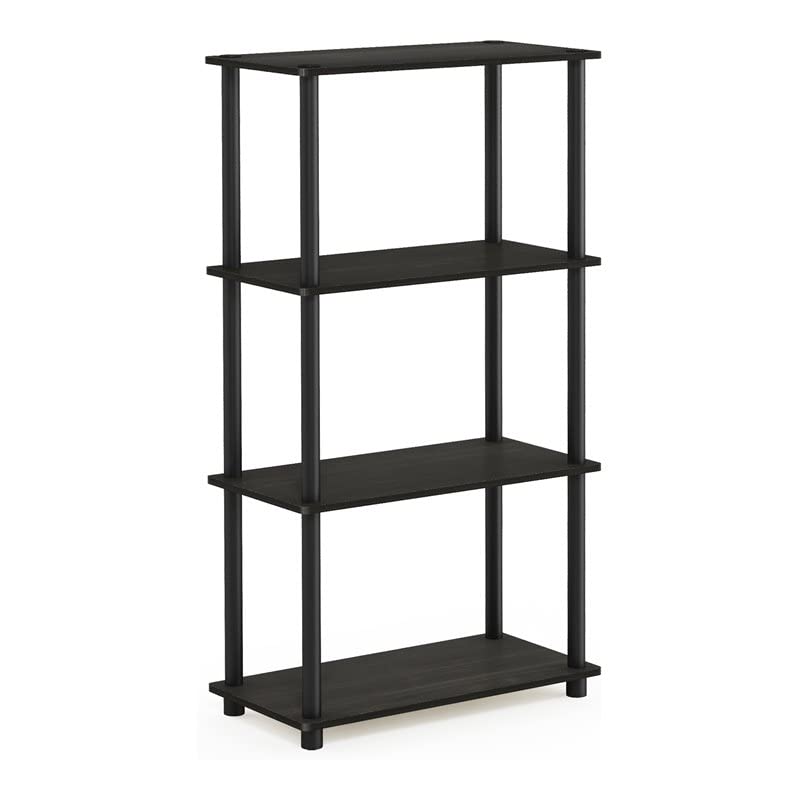 Furinno Just 3-Tier Turn-N-Tube End Table, 1-Pack, Americano/Black & (99557EX/BK) Turn-N-Tube 4-Tier Multipurpose Shelf Display Rack - Espresso/Black