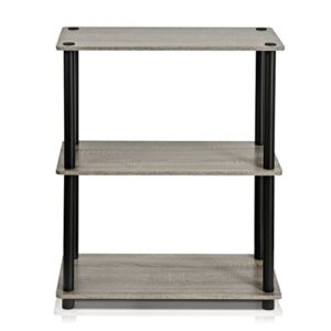 Furinno Turn-N-Tube 3-Tier Double Size Storage Display Rack, French Oak Grey/Black & Turn-N-Tube Display Rack, 3-Tier Single, French Oak Grey/ Black