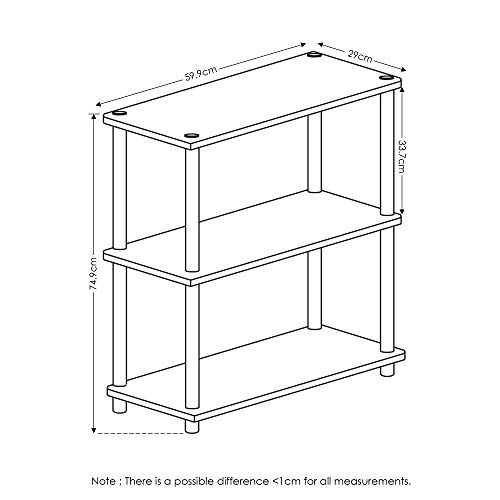 Furinno Turn-N-Tube 3-Tier Double Size Storage Display Rack, French Oak Grey/Black & Turn-N-Tube Display Rack, 3-Tier Single, French Oak Grey/ Black