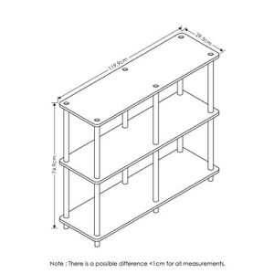 Furinno Turn-N-Tube 3-Tier Double Size Storage Display Rack, French Oak Grey/Black & Turn-N-Tube Display Rack, 3-Tier Single, French Oak Grey/ Black