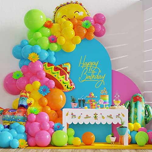 Mexican Fiesta Balloon Garland Arch Kit 142pcs Llama,Cactus ,Mexican Cinco de Mayo Sombrero Taco Balloon Mexican Fiesta Theme Birthday Party Decoration