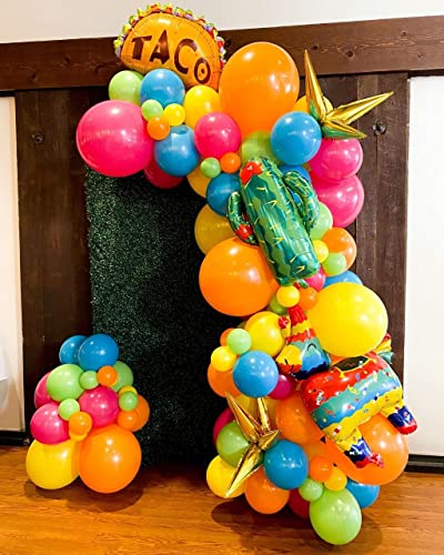 Mexican Fiesta Balloon Garland Arch Kit 142pcs Llama,Cactus ,Mexican Cinco de Mayo Sombrero Taco Balloon Mexican Fiesta Theme Birthday Party Decoration