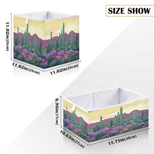 Kigai Cartoon Cactus Cube Storage Bins - 11x11x11 in Large Foldable Cubes Organizer Storage Basket for Home Office, Nursery, Shelf, Closet