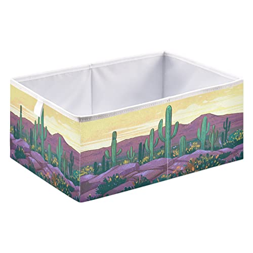 Kigai Cartoon Cactus Cube Storage Bins - 11x11x11 in Large Foldable Cubes Organizer Storage Basket for Home Office, Nursery, Shelf, Closet