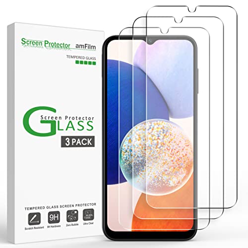 amFilm (3 Pack) Tempered Glass Screen Protector Compatible with Samsung Galaxy A14 5G 6.6" with Easy Installation Kit, Case Friendly, Bubbles-Free