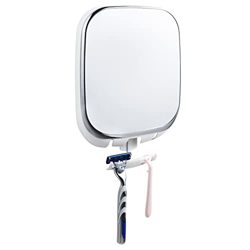 TAILI Shower Mirror Fogless for Shaving NO-Drilling & Removable Anti-Fog Mirror with Razor Holder Wall Mounted for Suction Shatterproof Bathroom, Bedroom, Vanity Countertop, Traveling