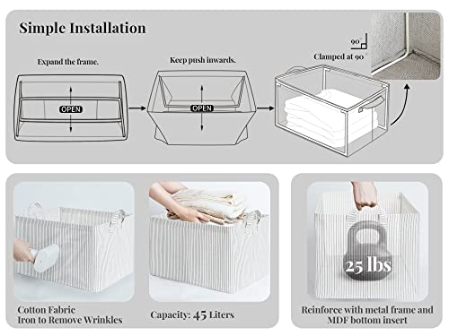 StorageWorks 45L Extra Large Fabric Storage Bins with Fabric Handles 2 pack, Decorative Storage Boxes, Storage Basket With Lid And Handles 2 pack