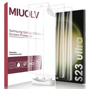 miuolv for galaxy s23 ultra screen protector, [3 pack] samsung galaxy s23 ultra screen protector, soft epu [not glass] hydrogel film full covered, high definition, scratch self recovery, bubble free