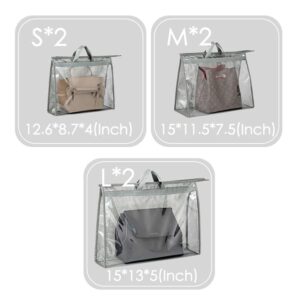 6 Pcs Purse Organizer for Closet, Handbag Organizer Dust Bags, Clear Purse Storage Organizer, Dust Bags for Purses and Handbags, Non-Woven Hanging Bag Closet with Zipper and Handle