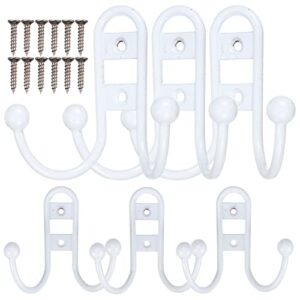 zerodeko 6pcs metal wall hooks towel hooks coat hook robe hook vintage hooks coat hook door hangers clothes cabinet closet sponges wall hook for bathroom bedroom kitchen white