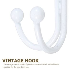 Zerodeko 6pcs Metal Wall Hooks Towel Hooks Coat Hook Robe Hook Vintage Hooks Coat Hook Door Hangers Clothes Cabinet Closet Sponges Wall Hook for Bathroom Bedroom Kitchen White