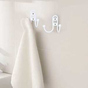 Zerodeko 6pcs Metal Wall Hooks Towel Hooks Coat Hook Robe Hook Vintage Hooks Coat Hook Door Hangers Clothes Cabinet Closet Sponges Wall Hook for Bathroom Bedroom Kitchen White