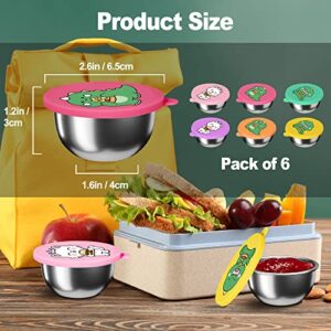 holoith Salad Dressing Container To Go,6 Pcs 2.4 oz Condiment Cups Small Containers with Lids Stainless Steel Sauce Containers for Lunch Box Leak Proof Reusable Lunch Box Containers