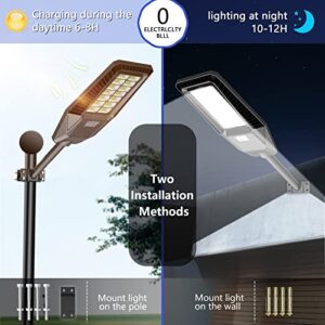 TENKOO 2 Pack 1400W Solar Street Light, Light Control&PIR Motion Sensor, Dusk to Dawn Security Solar Powered Parking Lot 80000 Lumens for Square,Yard, Garden,Basketball Court