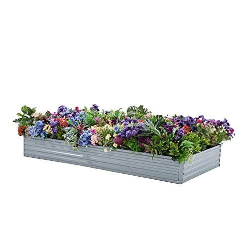 zizin Raised Garden Bed 8x4x1 ft | Bottomless Plant Boxs for Vegetables Flower Herb, Gray (2Pcs)