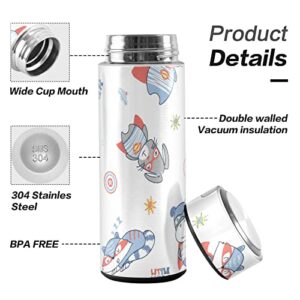 CaTaKu Hero Animals Fox Water Bottle Insulated 16 oz Stainless Steel Flask Thermos Bottle for Coffee Water Drink Reusable Wide Mouth Vacuum Travel Mug Cup