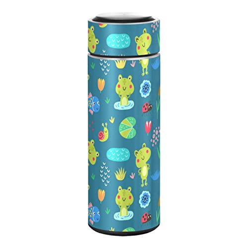 CaTaKu Small Water Bottle 12 oz, Cute Animal Frog Insulated Water Bottle for Water Coffee Tea Stainless Steel Flask Thermos Bottle Reusable Wide Mouth Vacuum Travel Mug