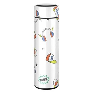 cataku cute funny sport water bottle insulated 16 oz stainless steel flask thermos bottle for coffee water drink reusable wide mouth vacuum travel mug cup