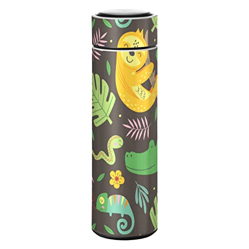 CaTaKu Hawaii Sloth Animals Water Bottle Insulated 16 oz Stainless Steel Flask Thermos Bottle for Coffee Water Drink Reusable Wide Mouth Vacuum Travel Mug Cup