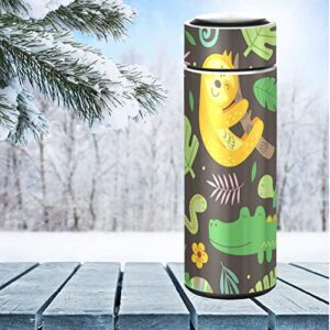 CaTaKu Hawaii Sloth Animals Water Bottle Insulated 16 oz Stainless Steel Flask Thermos Bottle for Coffee Water Drink Reusable Wide Mouth Vacuum Travel Mug Cup