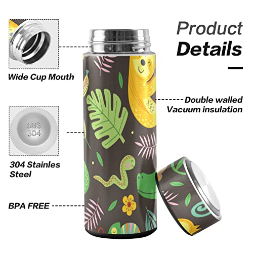 CaTaKu Hawaii Sloth Animals Water Bottle Insulated 16 oz Stainless Steel Flask Thermos Bottle for Coffee Water Drink Reusable Wide Mouth Vacuum Travel Mug Cup