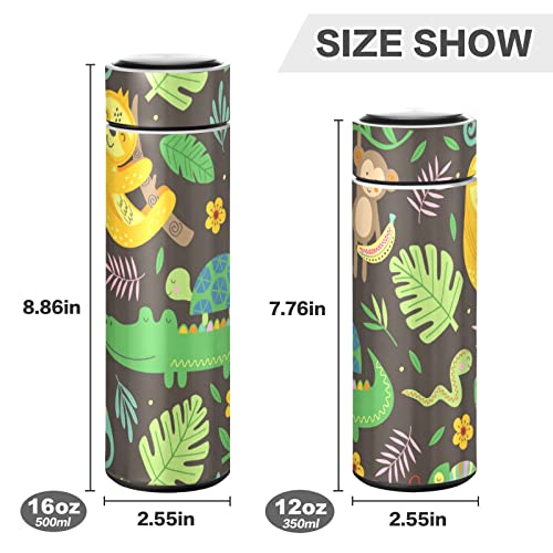 CaTaKu Hawaii Sloth Animals Water Bottle Insulated 16 oz Stainless Steel Flask Thermos Bottle for Coffee Water Drink Reusable Wide Mouth Vacuum Travel Mug Cup