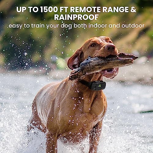 DOG CARE Dog Training Collar, Shock Collar with Beep, Vibration, Safe Static, Dog Training Collar with Remote 1500FT Waterproof Rechargeable E-Collar, Security Lock for All Dogs [2022 Upgraded]