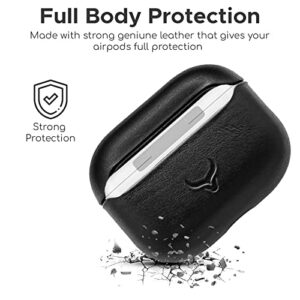 CRETANBULL Genuine Leather Airpods 3 Case – Airpods 3rd Generation Case Compatible with Magsafe & Supports Wireless Charging – Pop Out Your Airpods with Ease (Onyx)