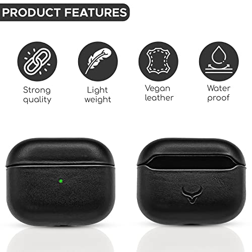 CRETANBULL Genuine Leather Airpods 3 Case – Airpods 3rd Generation Case Compatible with Magsafe & Supports Wireless Charging – Pop Out Your Airpods with Ease (Onyx)