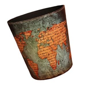 zerodeko livingroom trash world map trash can waste basket pu leather garbage container toillet paper bin laundry hamper plant pot storage basket for bathroom office dustbin waste storage bucket