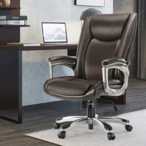 OLIXIS High Back Leather Home Office Desk Chairs, Dark Brown