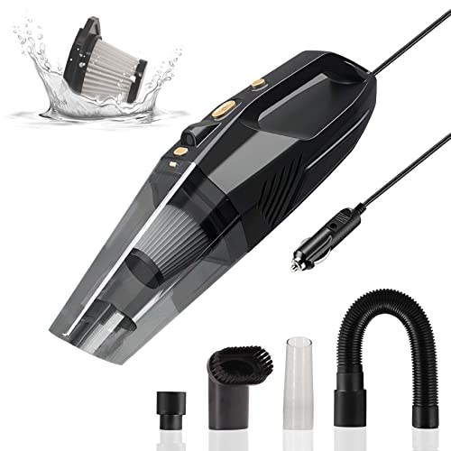 Car Vacuum Cleaner High Power,Yyton Portable Handheld Vacuum Cleaner up to 8000PA/120W/DC12V,Vacuum Cleaner with LED Light and Mutiple Accessories for Car Interior Cleaning Black