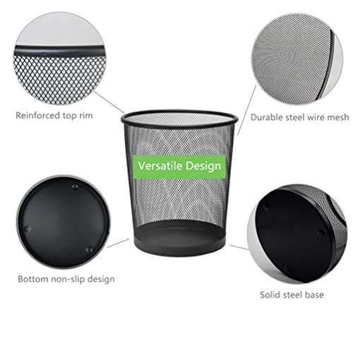 GOODSOFA 6 Gallon Mesh Trash Cans,12-Pack,Metal Wire Wastebaskets, Small Waste Basket Black Trash Can,Small Garbage Can,Recycling Garbage Container Bin for Office,Home,Kitchen,School