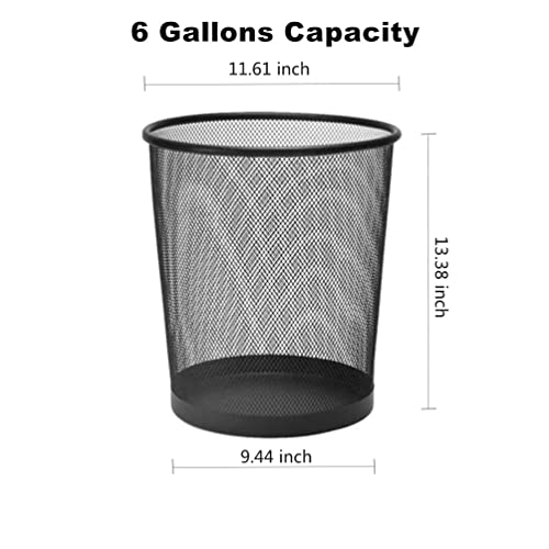 GOODSOFA 6 Gallon Mesh Trash Cans,12-Pack,Metal Wire Wastebaskets, Small Waste Basket Black Trash Can,Small Garbage Can,Recycling Garbage Container Bin for Office,Home,Kitchen,School