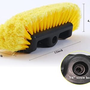 HOKLNUSE 12" Car Wash Brush Head Truck Washing Brush Siding Brush for Auto Truck Boat Camper Exterior Flow-Thru Washing Cleaning