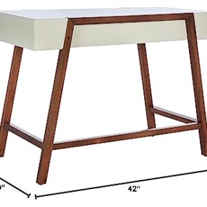 SAFAVIEH Home Collection Marwood Mid-Century Modern White/Brown Desk, Medium