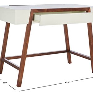 SAFAVIEH Home Collection Marwood Mid-Century Modern White/Brown Desk, Medium