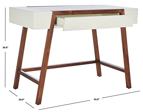 SAFAVIEH Home Collection Marwood Mid-Century Modern White/Brown Desk, Medium