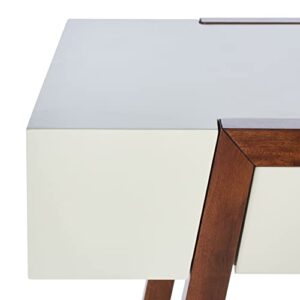 SAFAVIEH Home Collection Marwood Mid-Century Modern White/Brown Desk, Medium